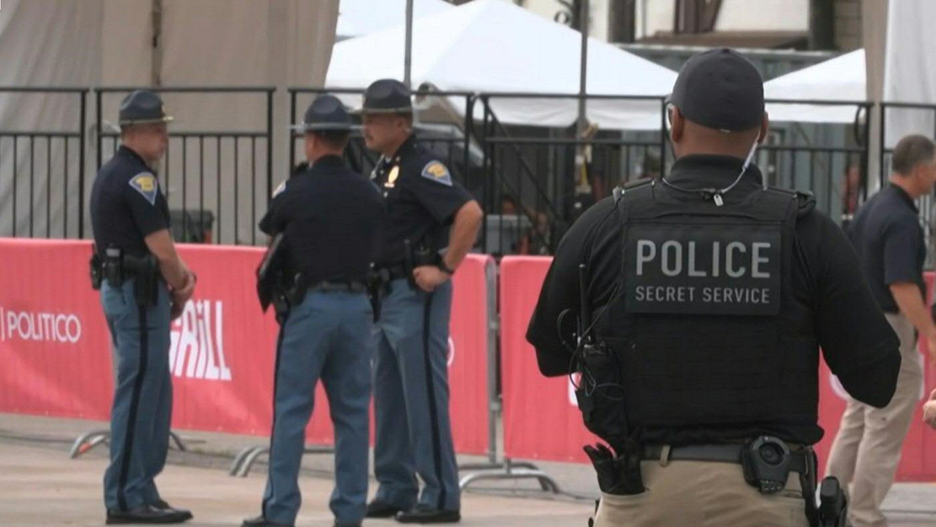 Security outside the venue for the Republican convention, day after ...